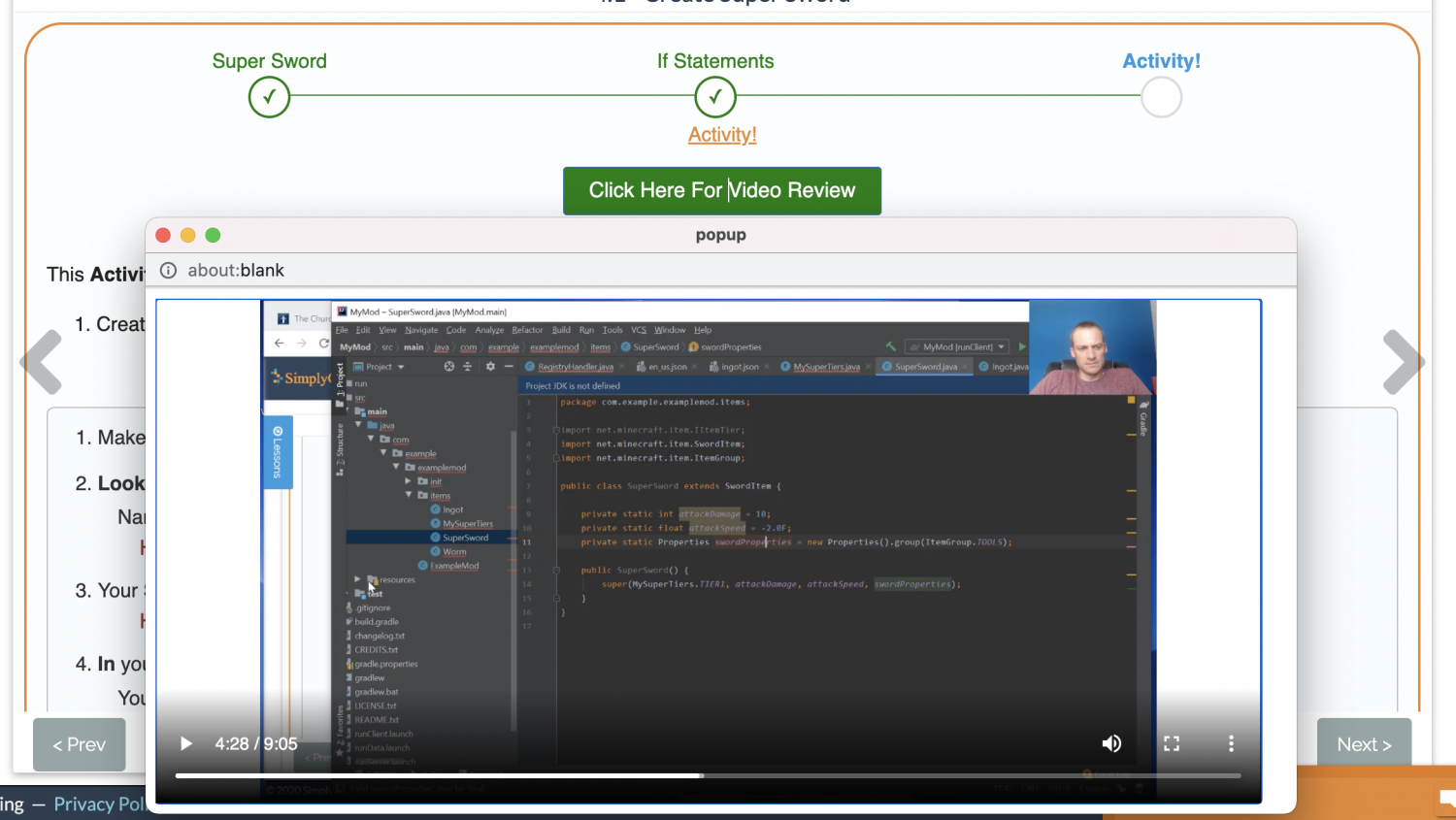 Learn to Create Minecraft Mods in Java Course Age 11+