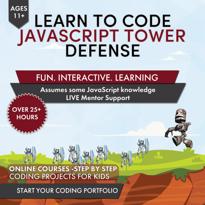 Learn to Code Tower Defense in JavaScript Course Age 11+
